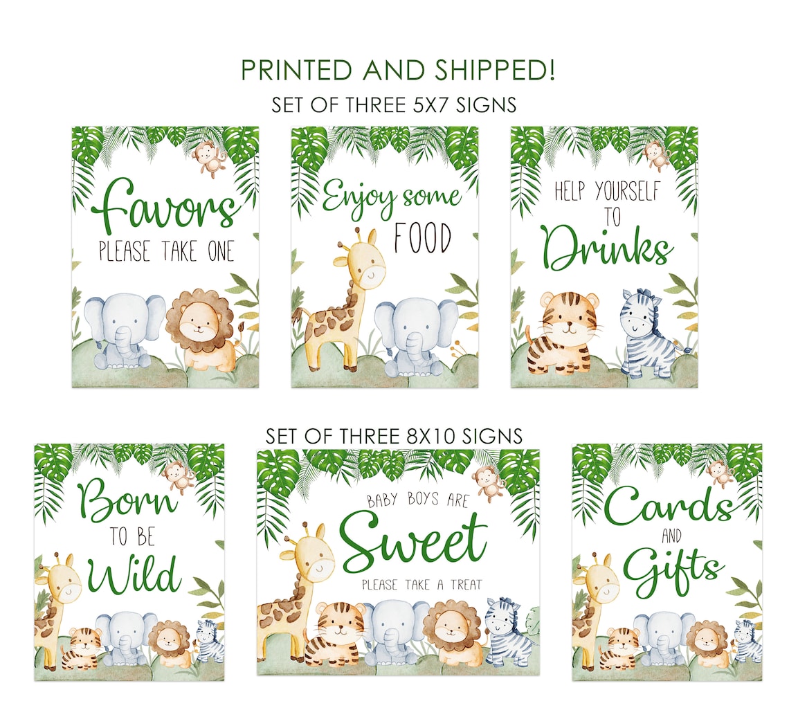Jungle Safari Baby Shower Signs Set of 6 Table Signs Door - Etsy Australia