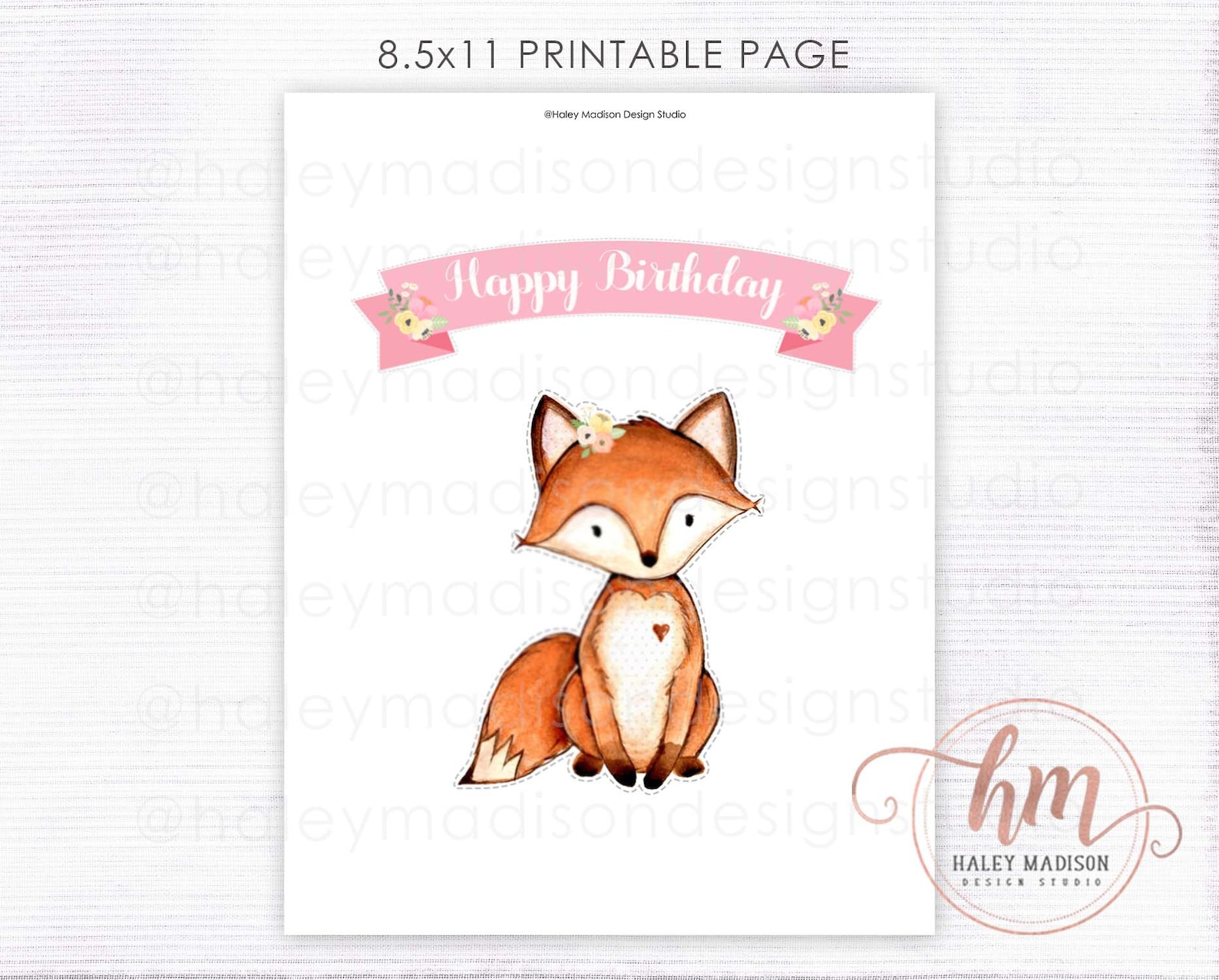 PRINTABLE Fox Birthday Cake Topper Woodland Birthday Cake - Etsy