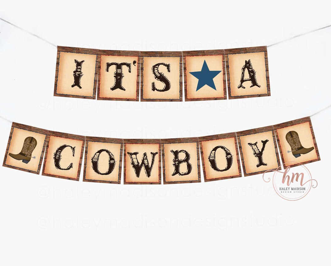 It's a Cowboy Banner, Cowboy Baby Shower Banner, Cowboy Birthday Party ...