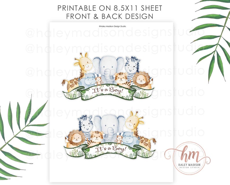PRINTABLE Jungle Cake Topper, Jungle It's a Boy Cake Topper, Jungle ...