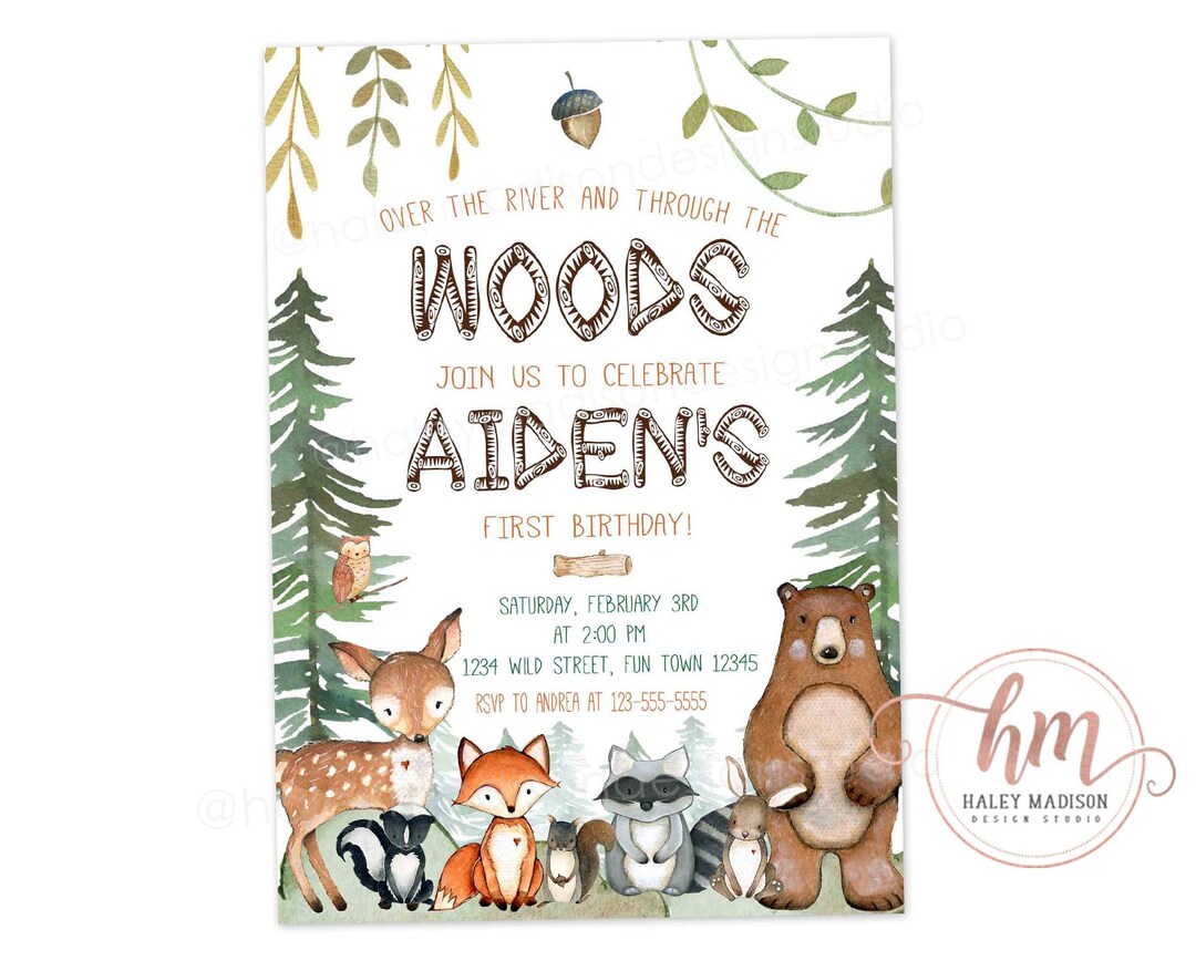 Woodland Birthday Invitation, Woodland Birthday Party Invite, Over the ...