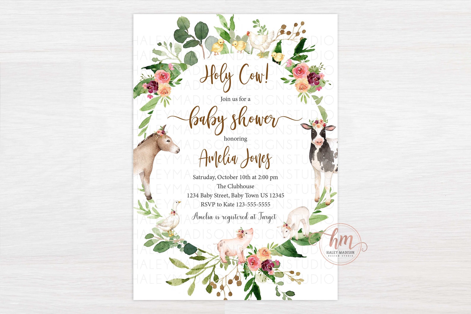 Floral Farm Baby Shower Invitation Farm Girl Baby Shower - Etsy