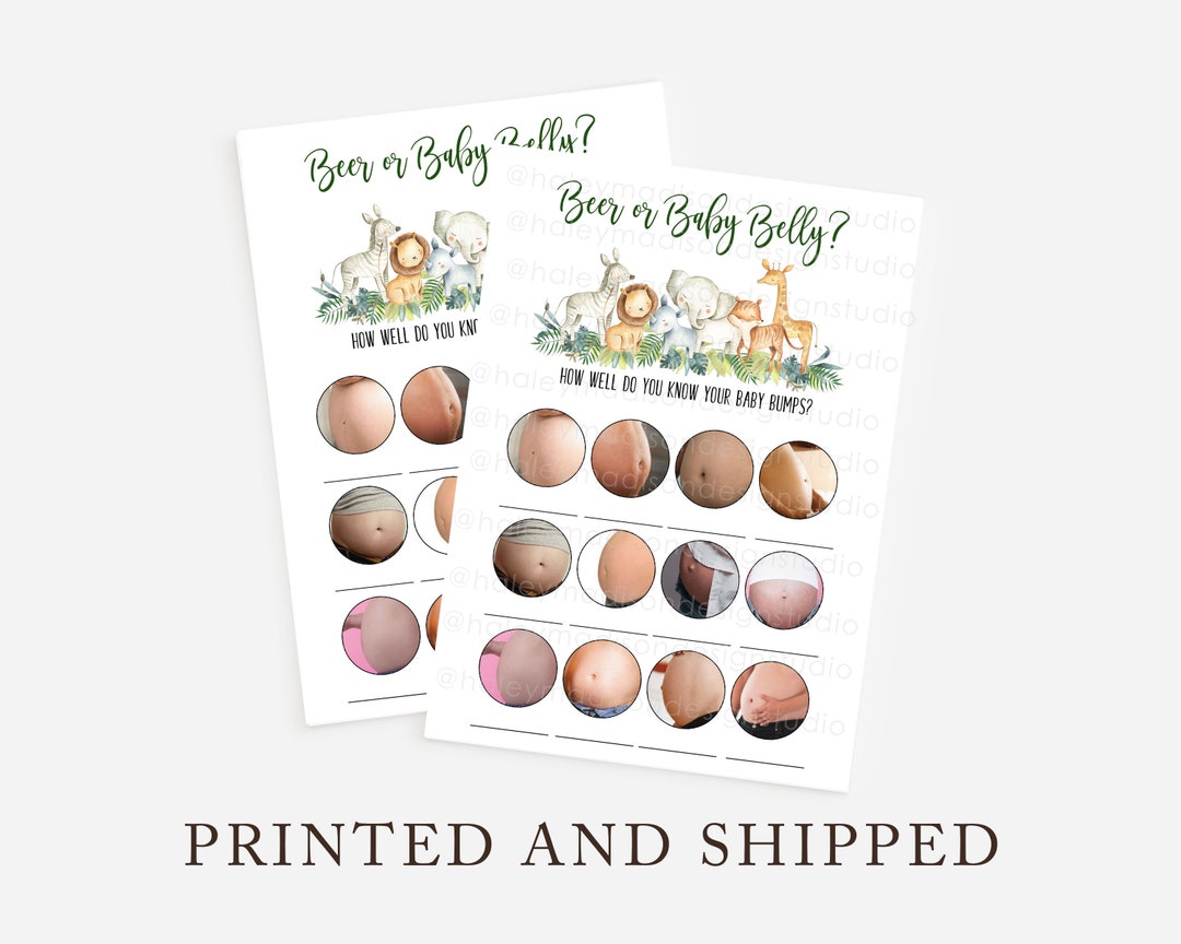 Jungle Beer or Baby Belly Game, Beer Belly or Baby Bump, Safari Baby ...