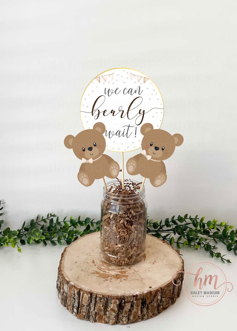 Set of 12 Bearly Wait Centerpieces, Paper Teddy Bear, 5" Bearly Wait ...