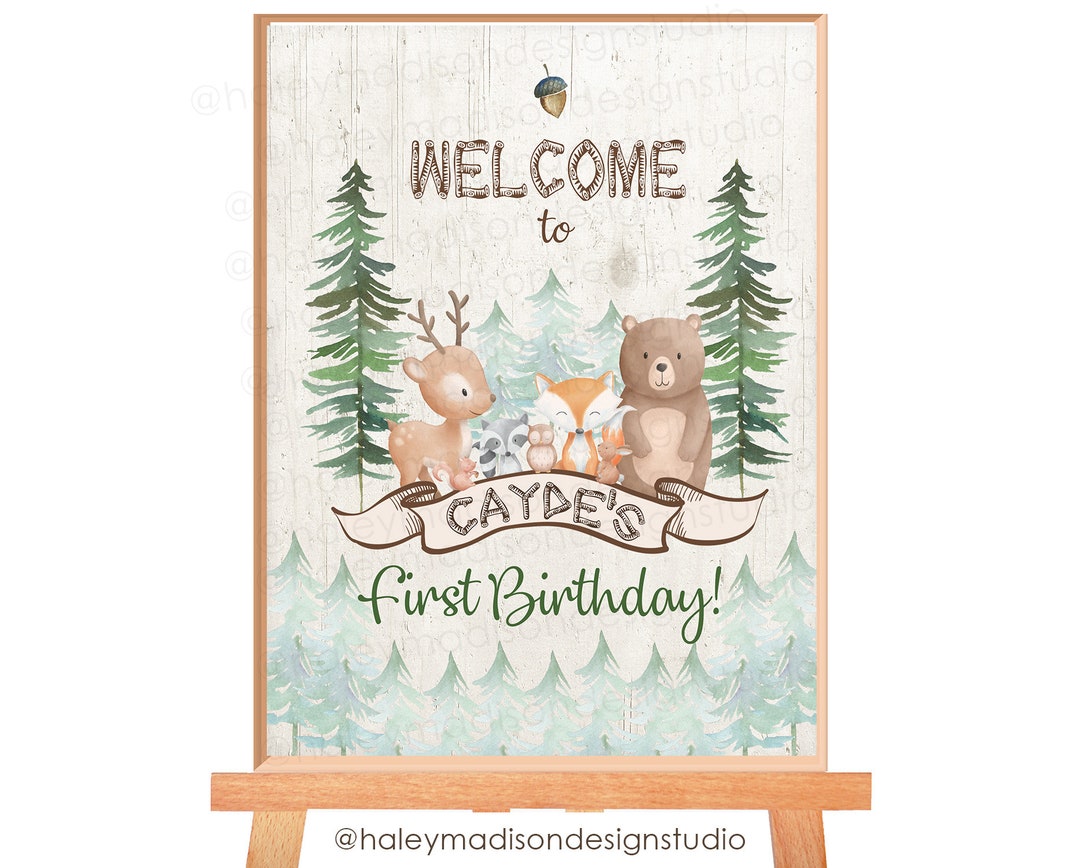 Woodland Birthday Party Welcome Sign, Woodland Door Sign, Woodland ...