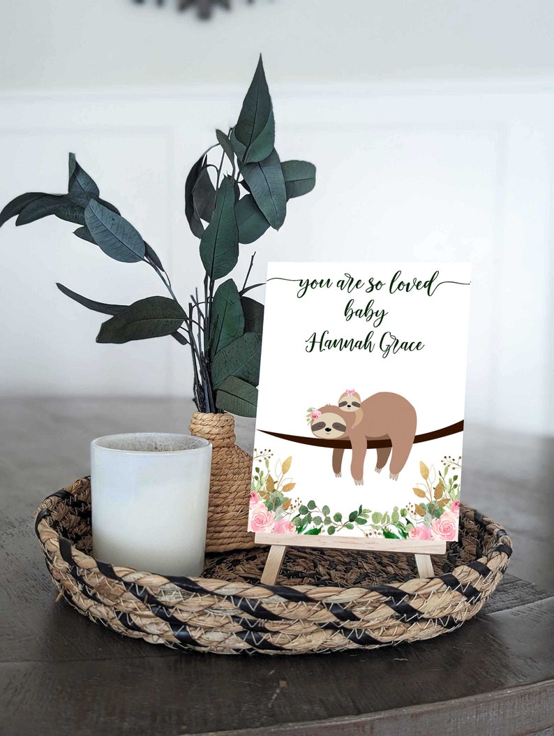 Sloth Centerpieces, Sloth Baby Shower Table Top Easel Decoration, Baby ...