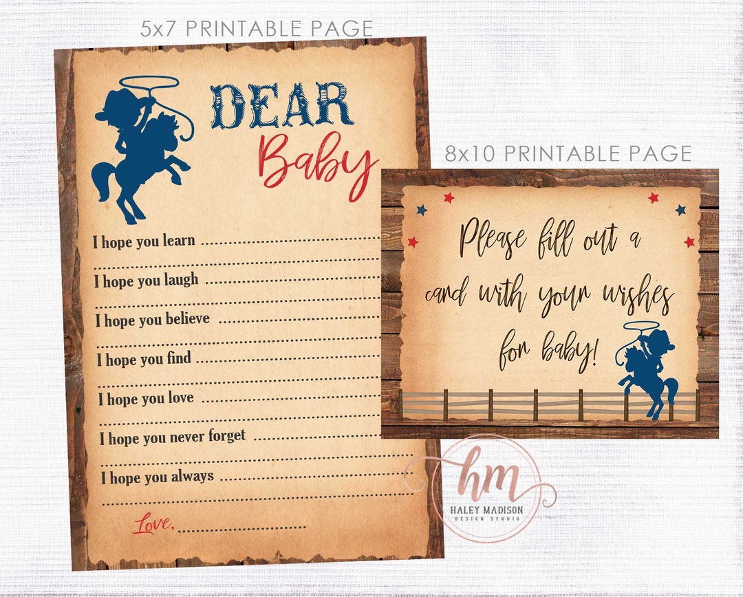 Cowboy Wishes for Baby Cards, Dear Baby Cards, Wild West Baby Shower ...