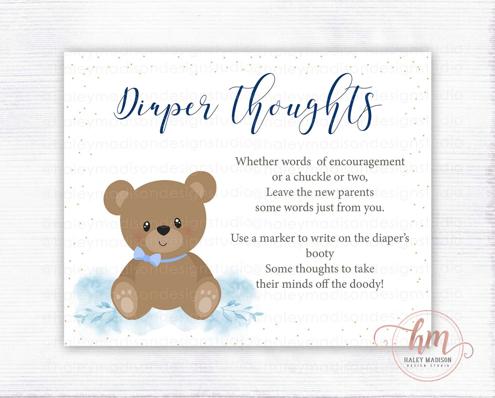 PRINTABLE Teddy Bear Baby Shower Sign Bearly Wait Diaper | Etsy