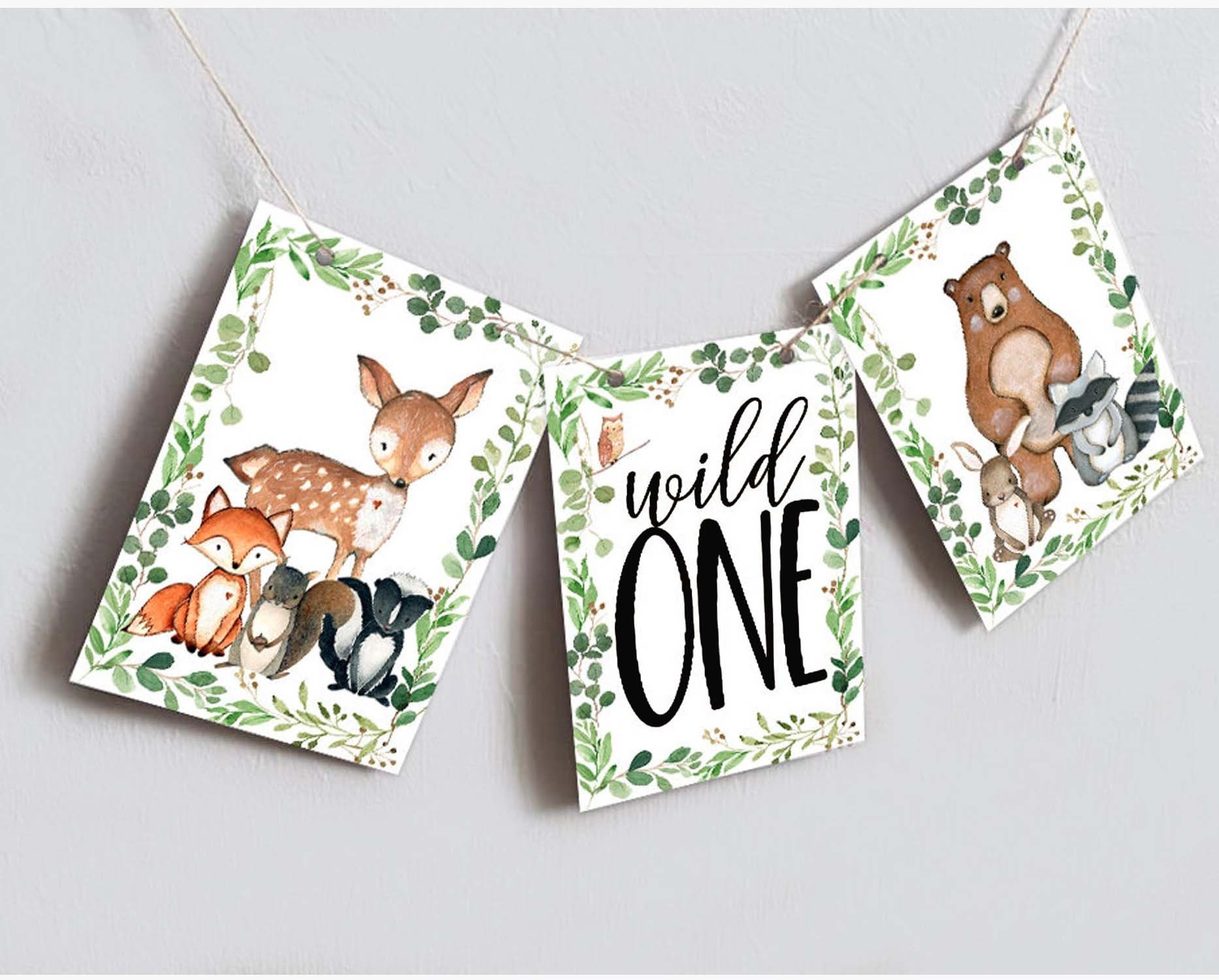 Woodland Wild One High Chair Banner, Woodland First Birthday Wild ONE ...