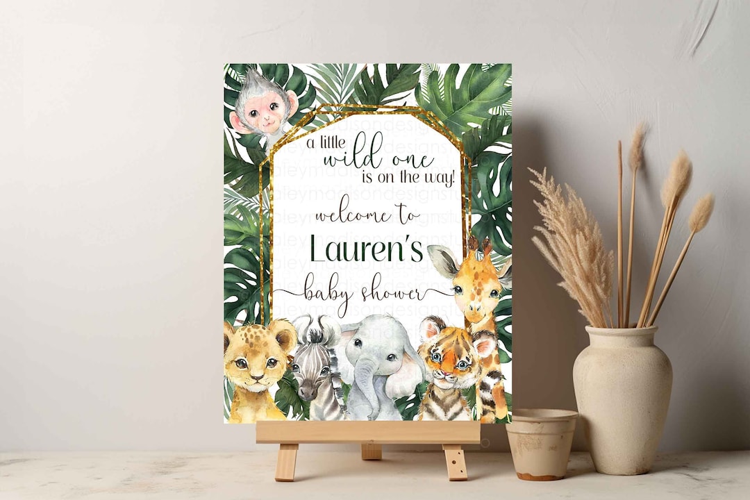 Jungle Baby Shower Welcome Sign, Jungle Safari Welcome Sing, Jungle ...