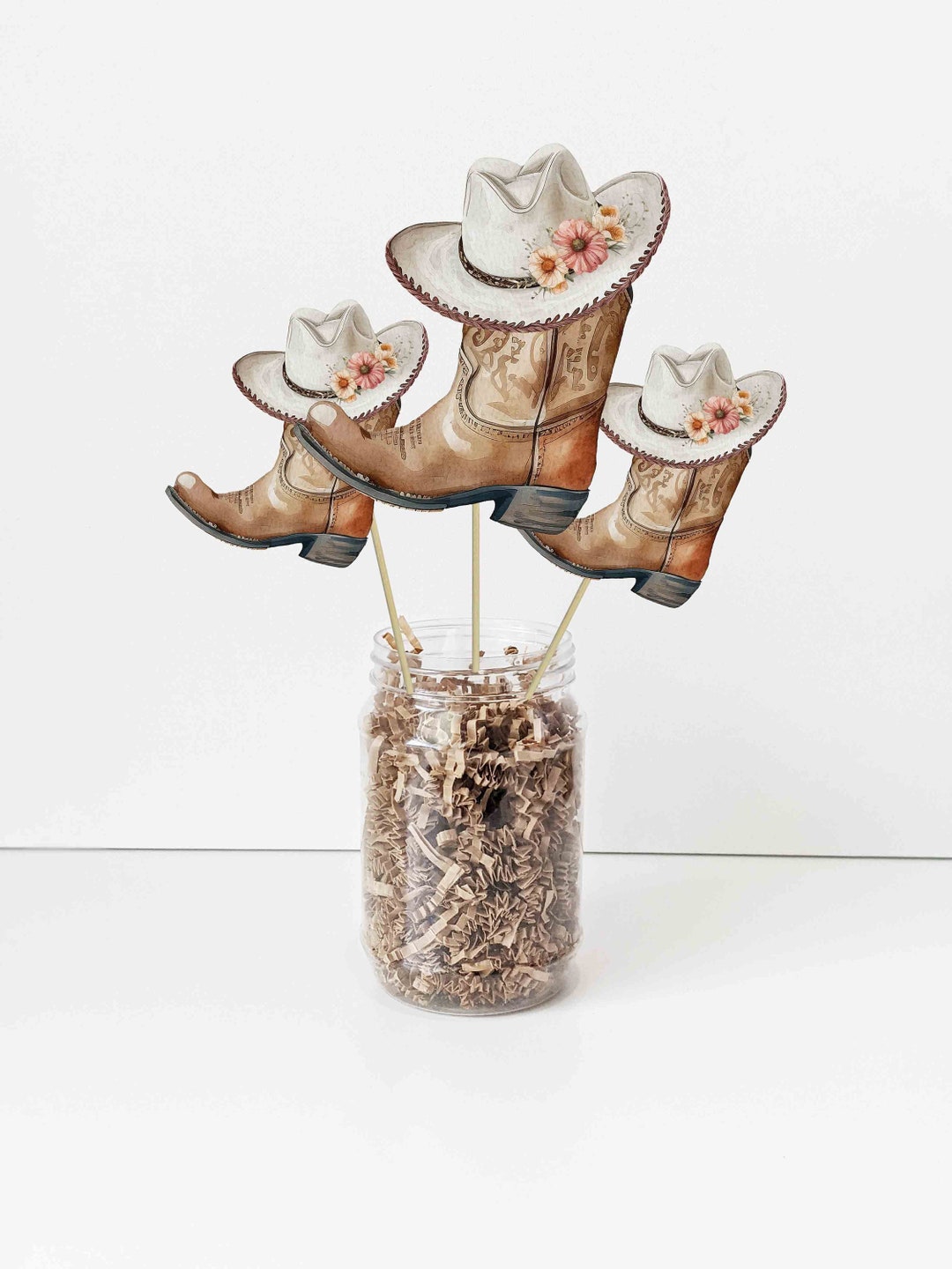 Set of 6 Cowgirl Boots Size 6", Cowgirl Baby Shower Centerpieces ...