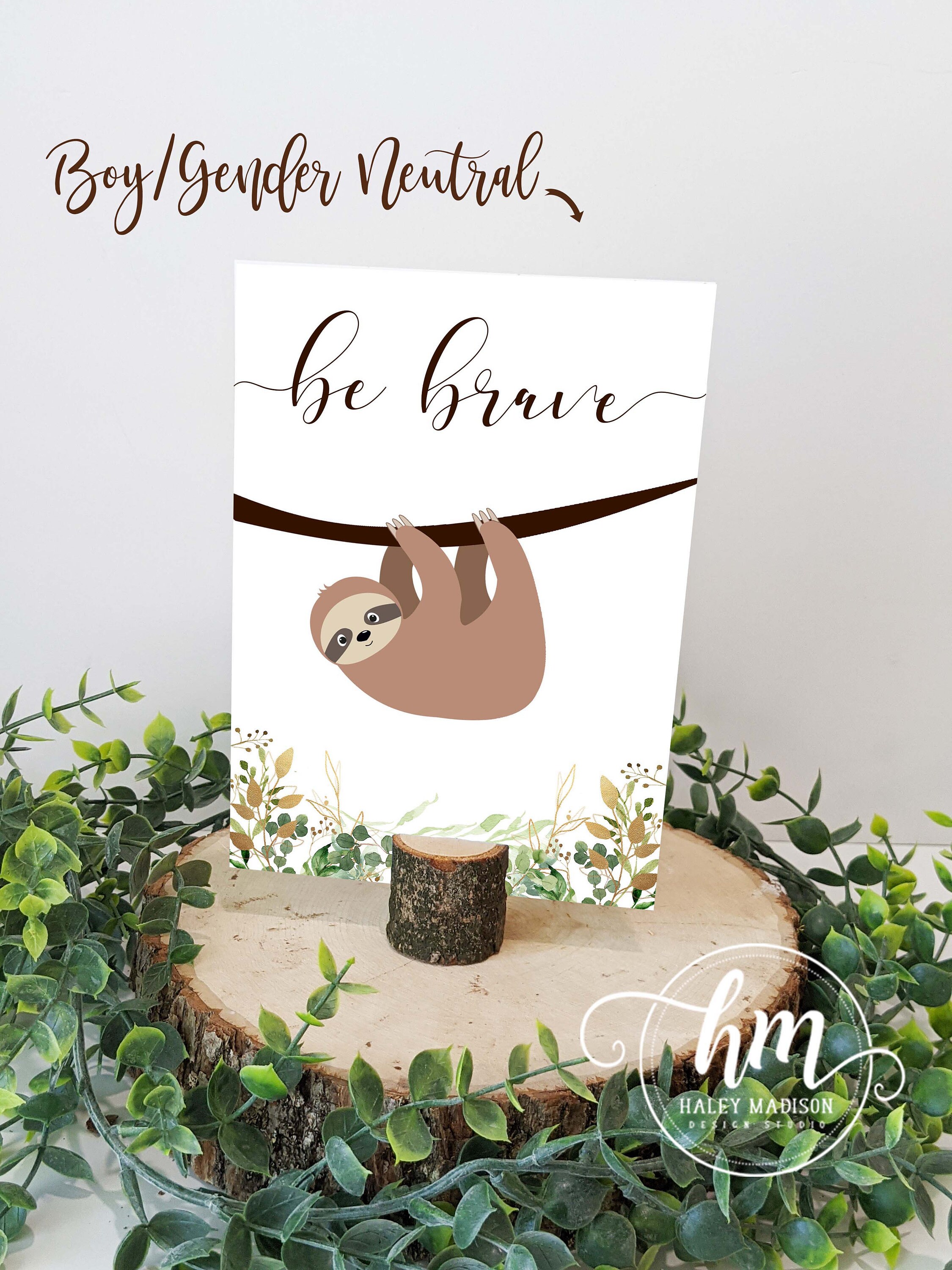 Set of 6 Sloth Center Pieces, Size 5x7 With Small Wooden Stand, Sloth ...