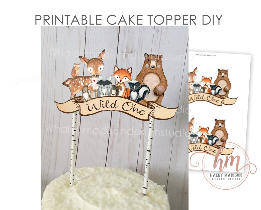 Woodland Cake Topper, Wild One PRINTABLE FILE - Etsy