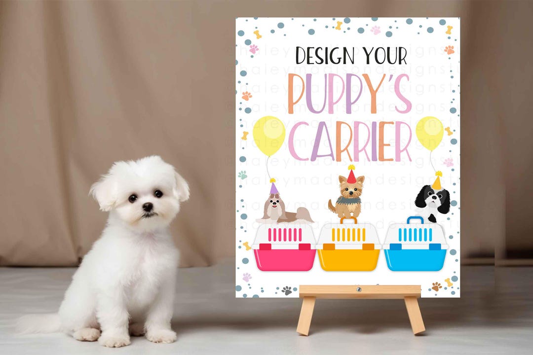 PRINTABLE Pink Puppy Party Design Your Puppy's Carrier Sign 8x10, Puppy ...