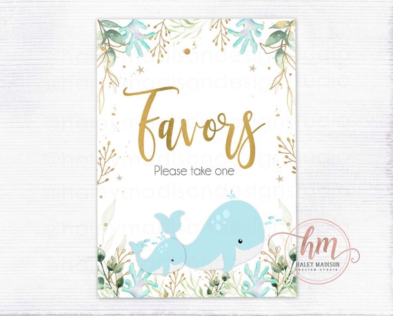 Whale Favors Sign Whale Baby Shower Sign Whale Birthday - Etsy