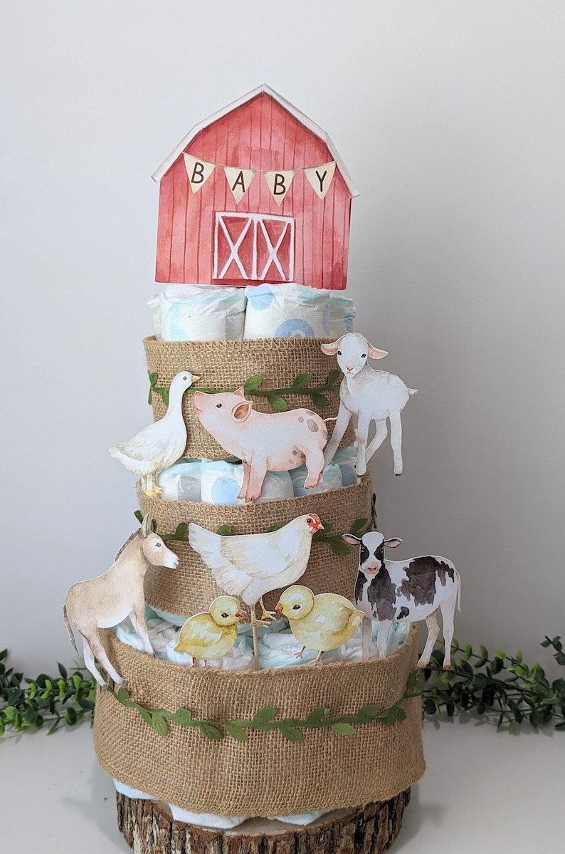 Farm Baby Shower Diaper Cake Kit, Diaper Cake Kit, Farm Baby Shower ...