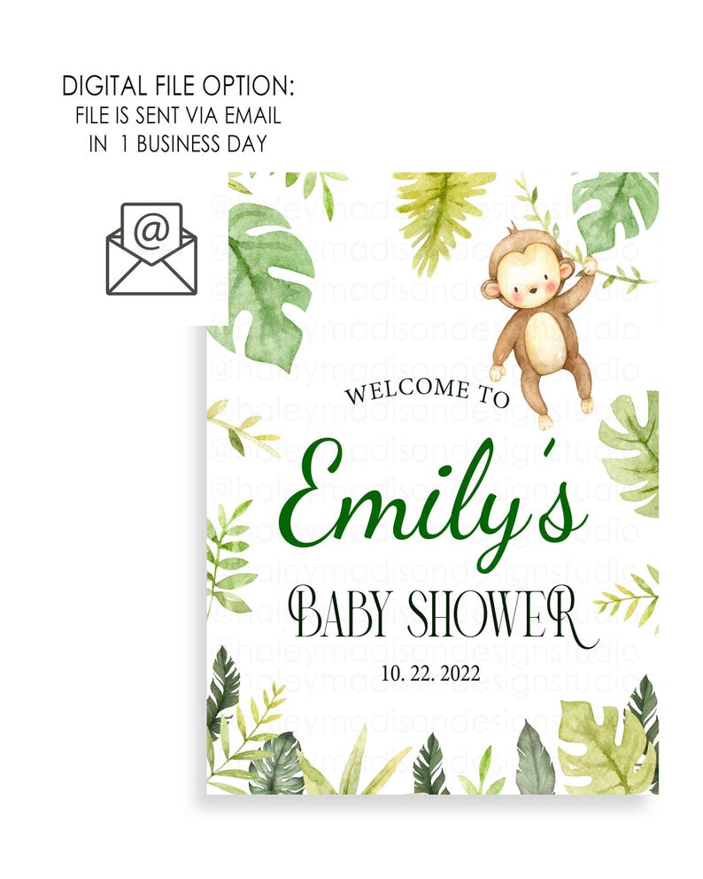 Jungle Baby Shower Welcome Sign, Monkey Safari, Gender Neutral - Etsy