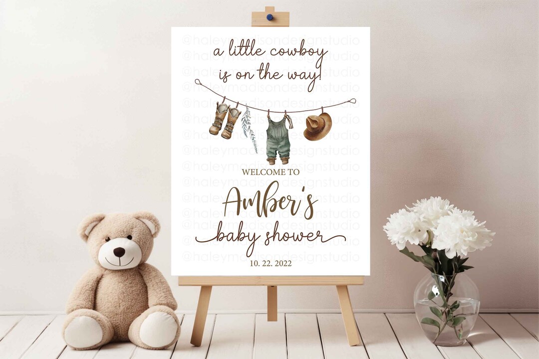 Little Cowboy Baby Shower Welcome Sign , Cowgirl Baby Shower ...