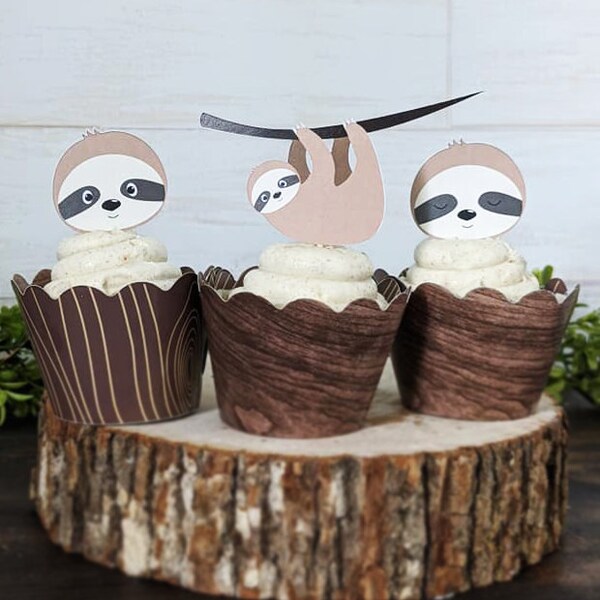 Sloth Cupcake Toppers - Etsy