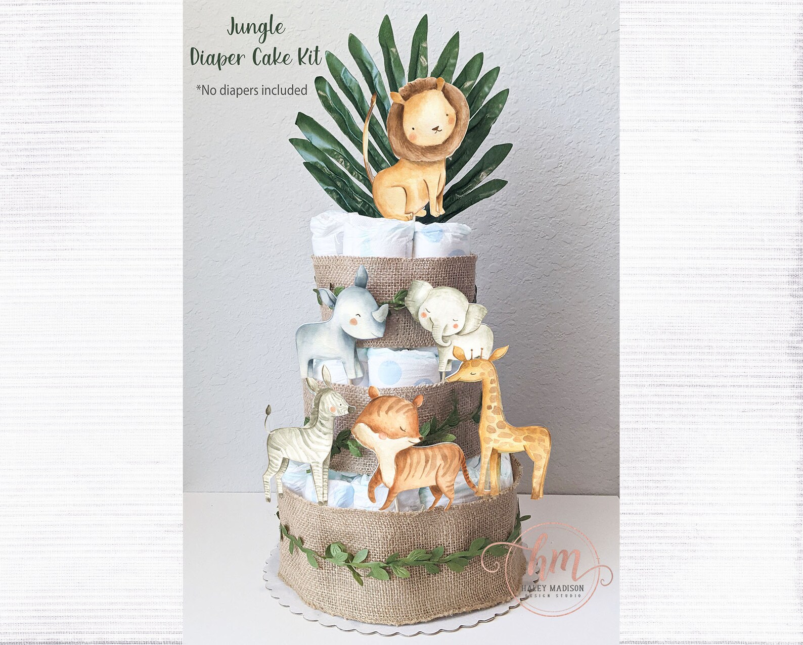 Jungle Baby Shower Diaper Cake Kit, Baby Jungle Animals Diaper Cake ...