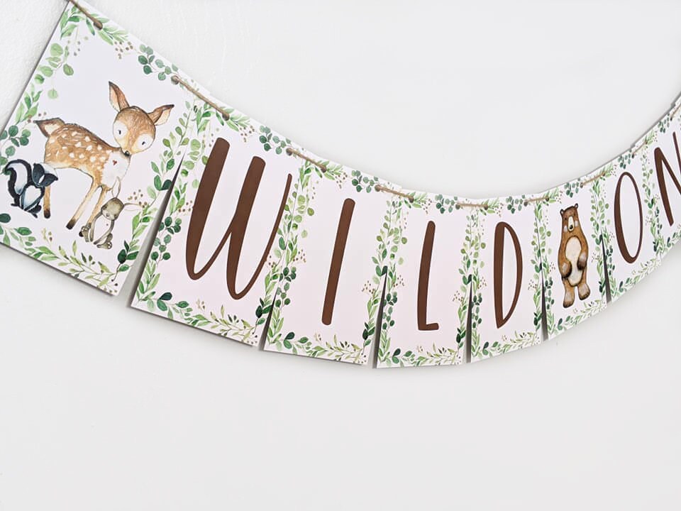 Woodland Animals Wild One Banner, Forest Friends First Birthday Party ...