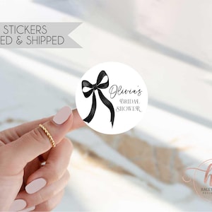Black Bows Thank You Stickers Size 2", Black Bows Baby Shower Thank You ...