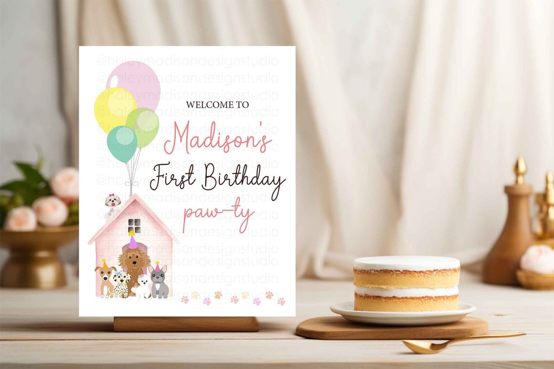 Puppy Pawty Birthday Welcome Sign, Puppy Birthday Decorations, Doggie ...