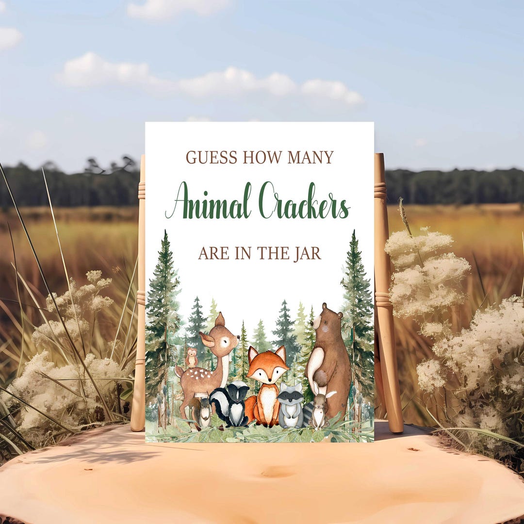 PRINTABLE Woodland Animal Crackers Sign 8x10 & 5x7, Woodland Baby ...