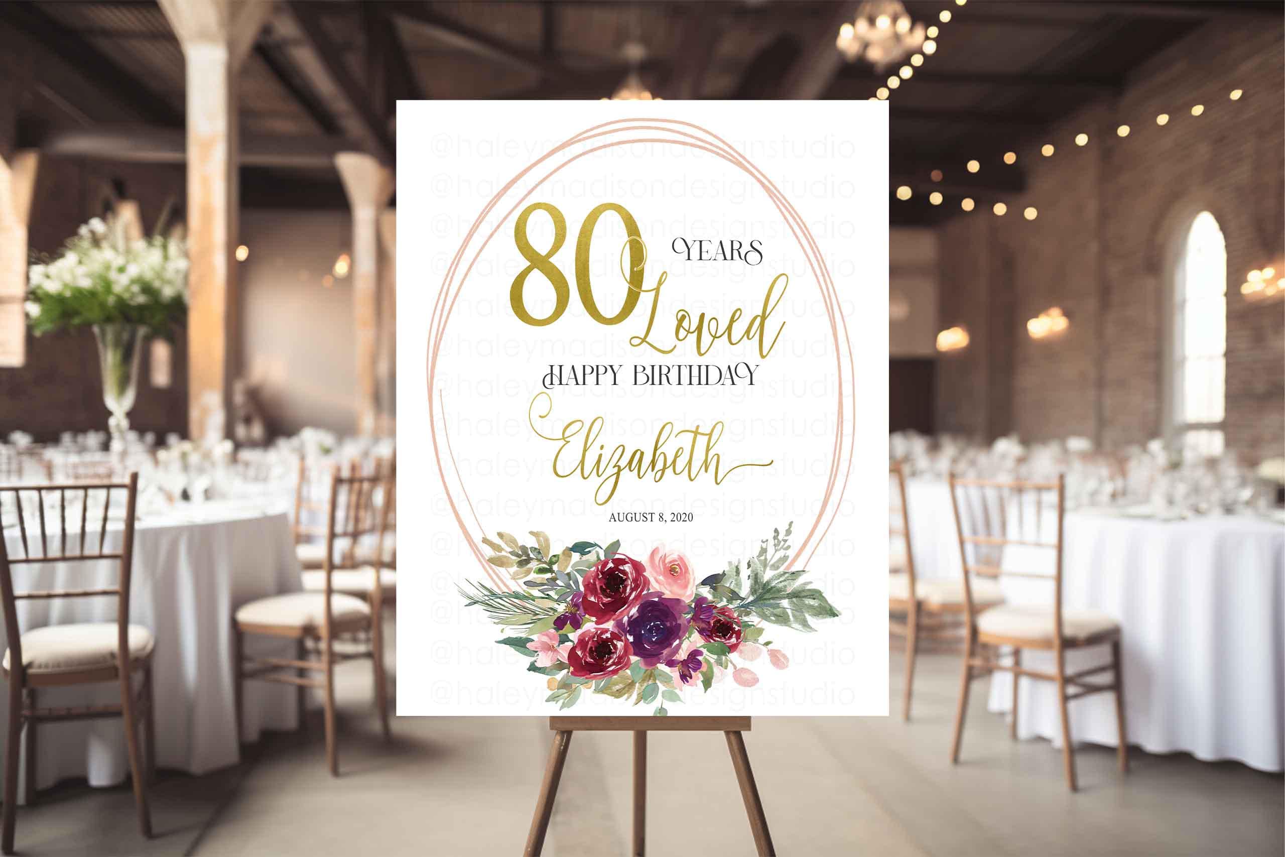 Adult Birthday Welcome Sign, Burgundy Red Floral Birthday Welcome Sign ...