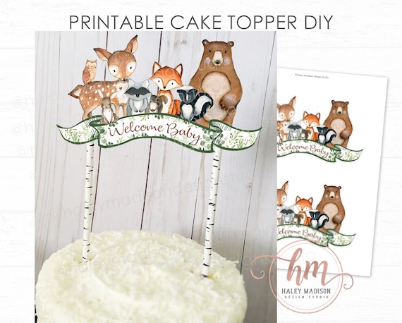 PRINTABLE Greenery Woodland Cake Topper Gender Neutral - Etsy