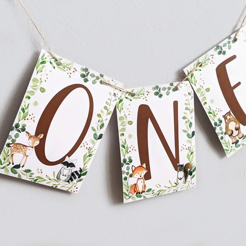 Woodland Animals Wild One Banner Forest Friens First Birthday | Etsy