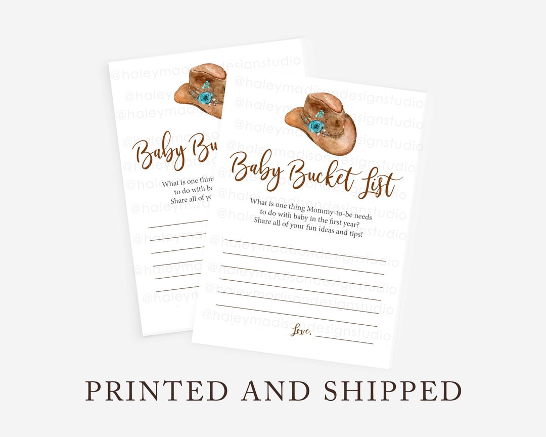 Floral Cowboy Baby Bucket List Cards, Cowgirl Baby Shower Wishes for ...