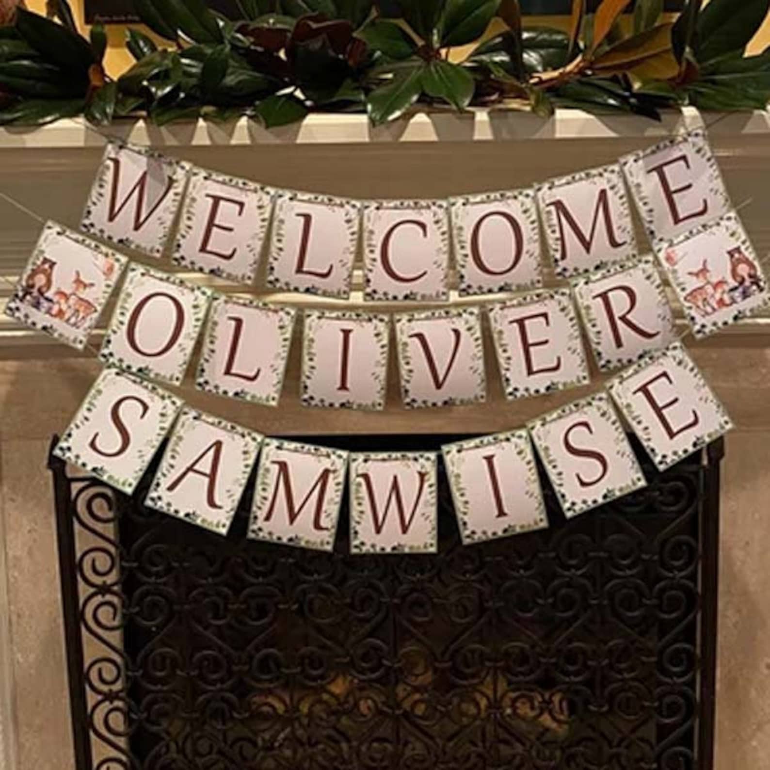 Woodland Welcome Baby Banner, Baby Shower Banner, Woodland Baby Shower ...