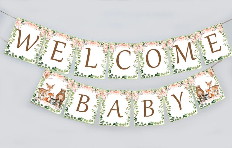 Woodland Welcome Baby Banner Baby Shower Banner Woodland - Etsy