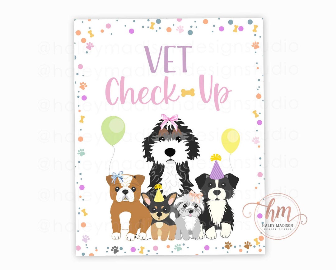Puppy Party Vet Check up PINK Sign, Puppy Vet Check Party Sign, GIRLY ...