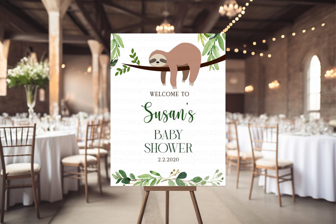 Sloth Baby Shower Welcome Sign, (digital or Printed) - Etsy