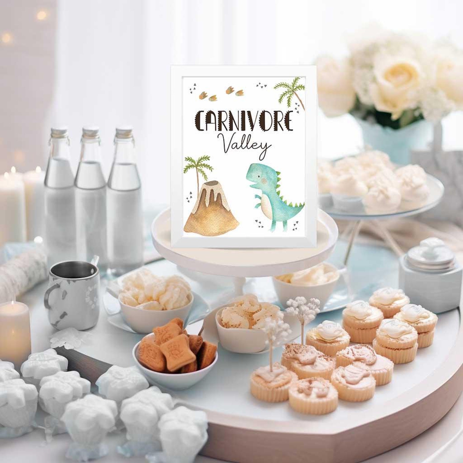 PRINTABLE Dinosaurs Food Sign 8x10, Carnivore Valley Dinosaurs Party ...