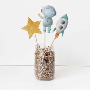 Set of 6 Out of Space Centerpieces Size 6", Astronaut Party ...