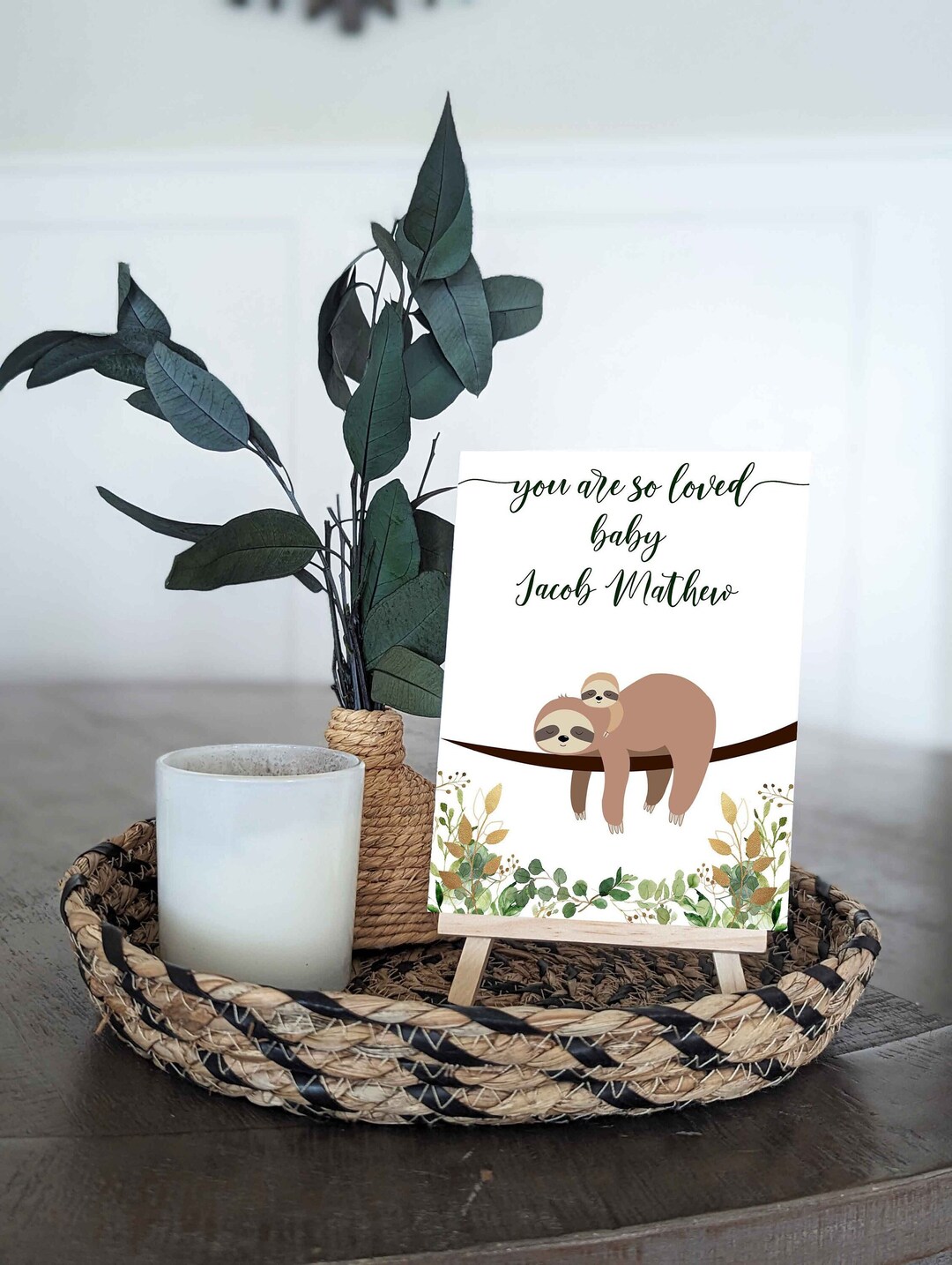 Sloth Centerpieces, Sloth Baby Shower Table Top Easel Decoration, Baby ...