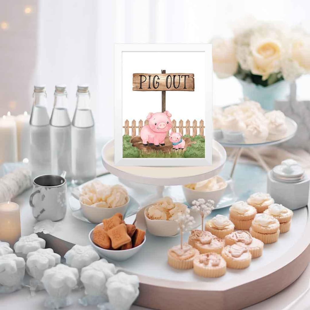 Farm Party Pig Out Food Sign Size 8x10, Farm Birthday Sign, Farm ...