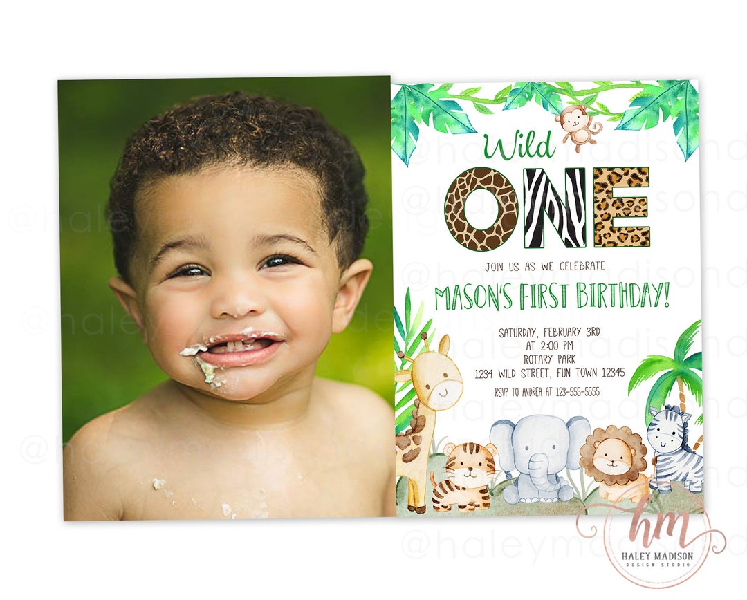 Jungle Invitation Wild One Invitation Party Animals Birthday - Etsy