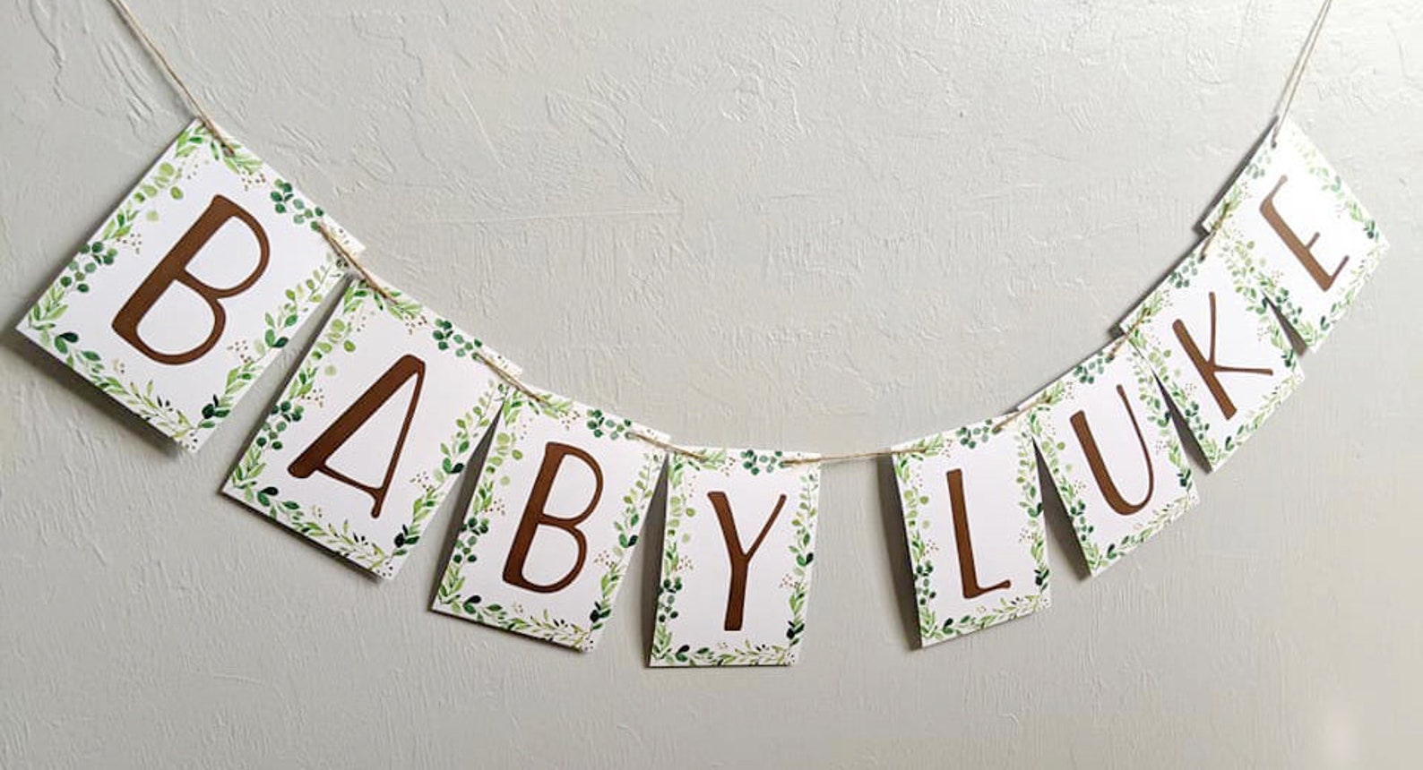 Greenery Baby Shower Banner Greenery Baby Name Banner Gender - Etsy