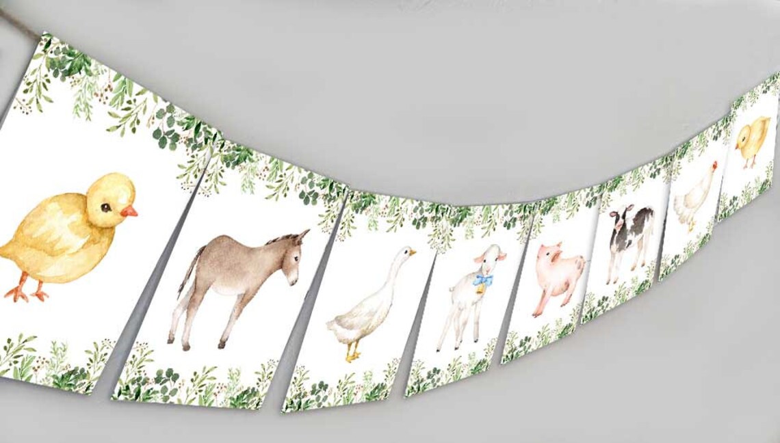Farm Animals Banner, Farm Animals Baby Shower Banner, Farm Animals ...