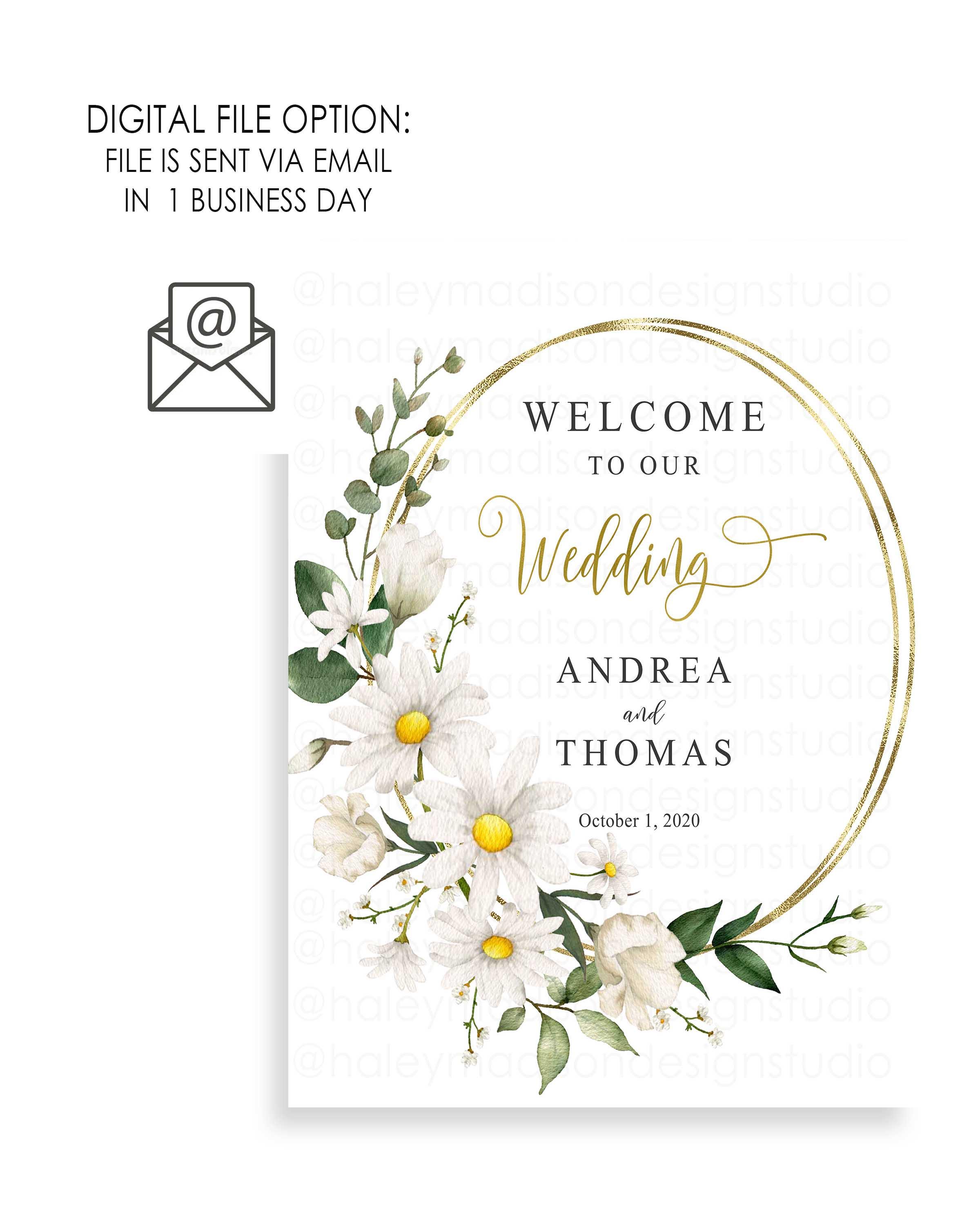 Daisy Welcome Sign, Personalized Bridal Shower Welcome Sign, Daisy ...