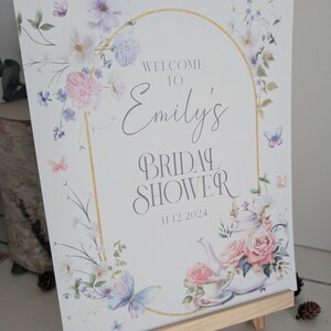 Tea Party Bridal Shower Welcome Sign, Butterfly Baby Shower Welcome ...