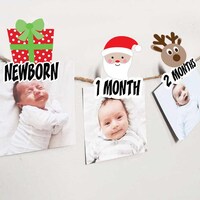 Christmas First Year Photo Banner: Baby Milestone Bunting (digital ...