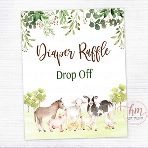 Farm Diaper Raffle Drop off Sign, Farm Baby Shower Raffle Sign ...