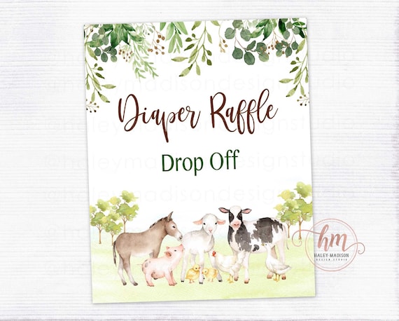 Farm Diaper Raffle Drop off Sign Farm Baby Shower Raffle - Etsy
