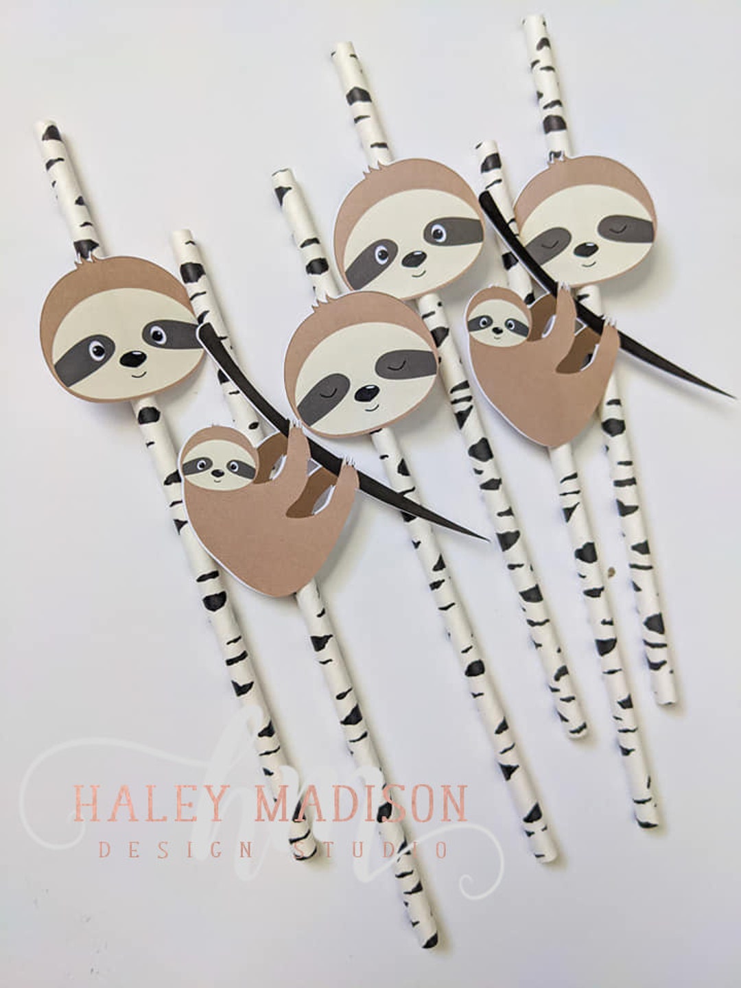 Set of 12 Sloth Straws, Sloth Baby Shower Decorations, Sloth Birthday ...