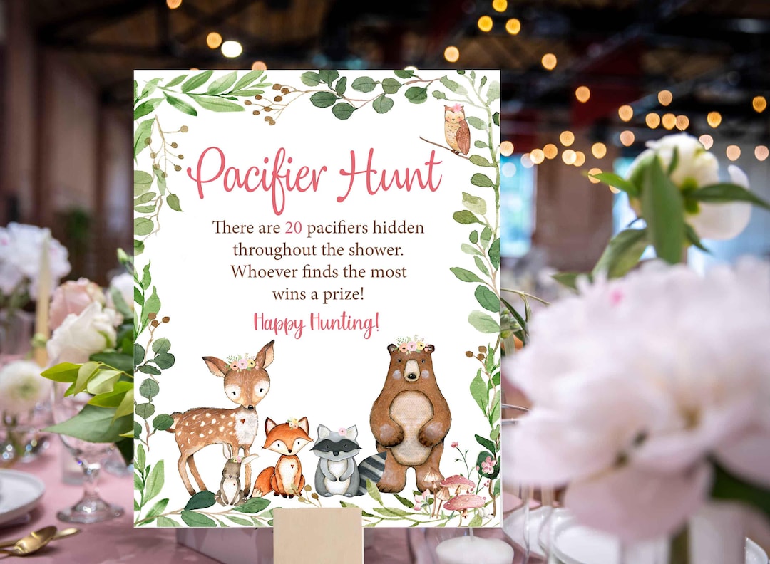 Pink Woodland Pacifier Hunt Game Size 8x10, Find the Pacifiers Baby ...